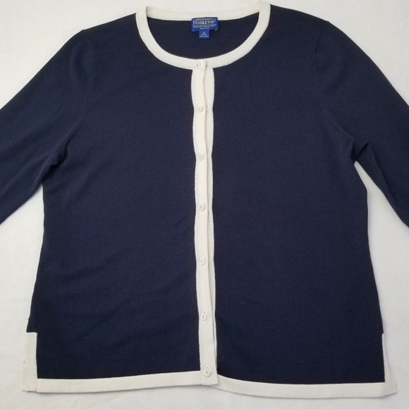 Pendleton | Sweaters | Pendleton Women Petite Cardigan Navy Blue Pm ...